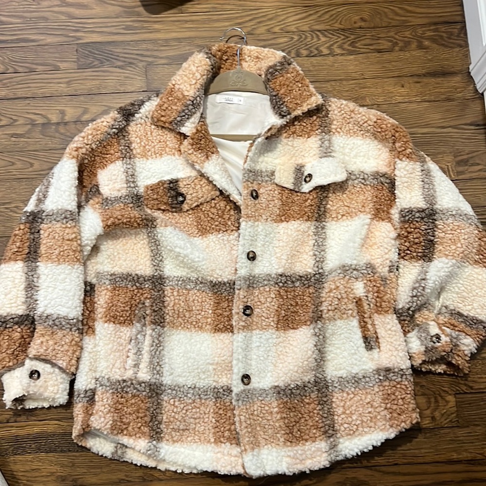 Talulah Plaid Teddy Shacket - Gem